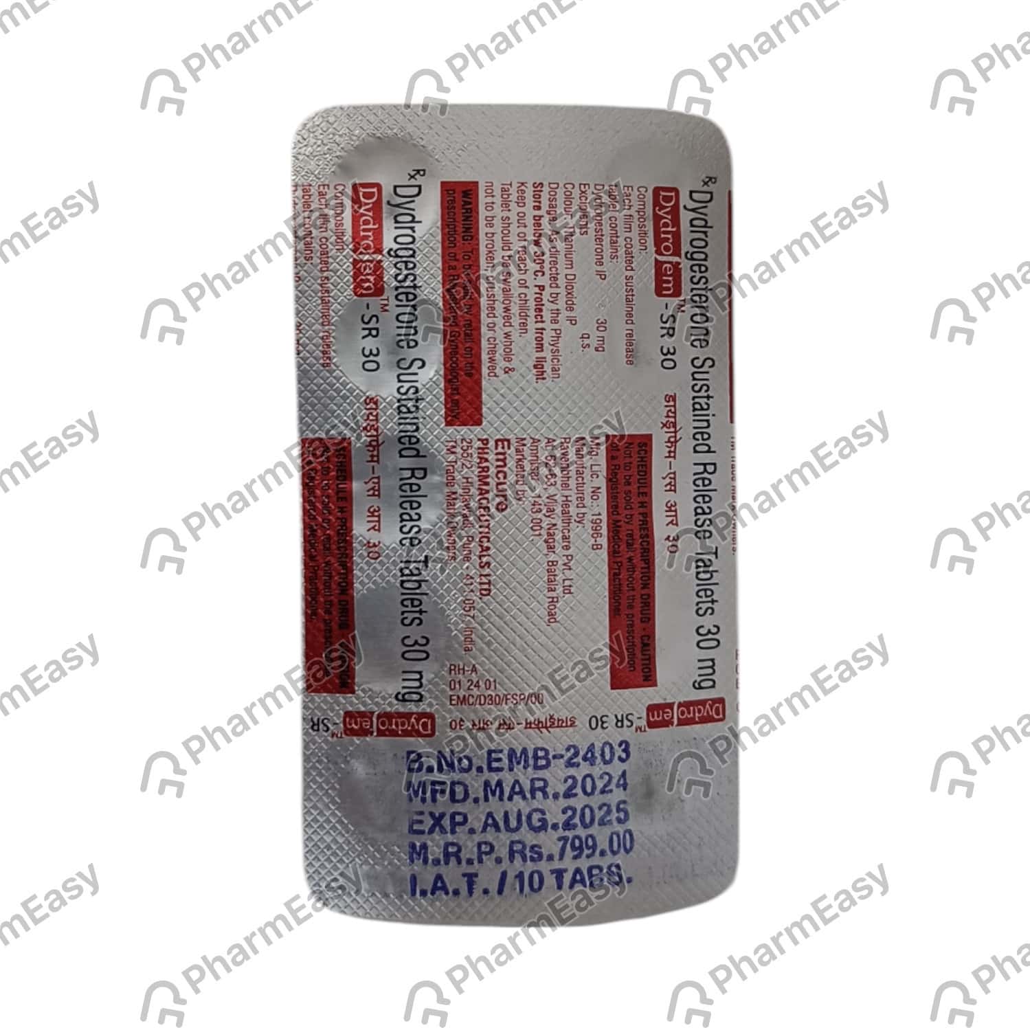 Dydrofem Sr 30 MG Tablet (10): Uses, Side Effects, Price & Dosage ...