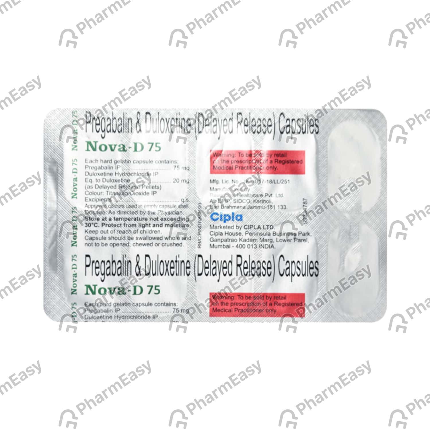 Nova D 75mg Strip Of 10 Capsules: Uses, Side Effects, Price & Dosage | PharmEasy