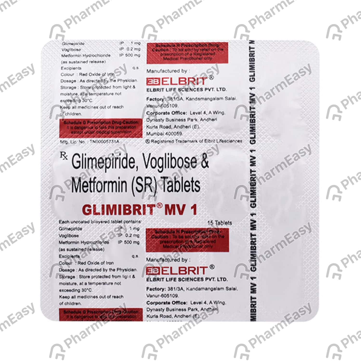 Glimibrit Mv 1mg Strip Of 15 Tablets: Uses, Side Effects, Price ...
