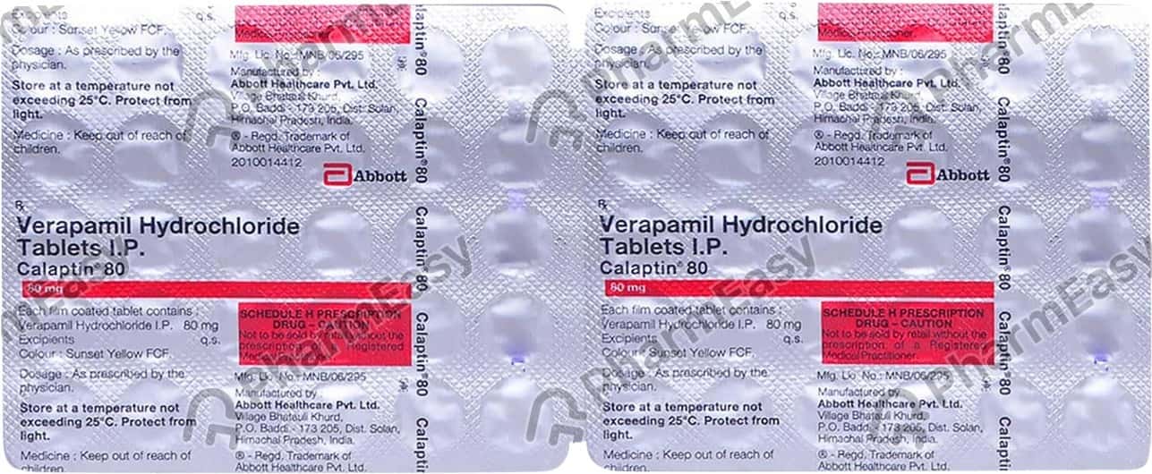 Buy Calaptin 80 MG Tablet (30) Online at Flat 15% OFF | PharmEasy