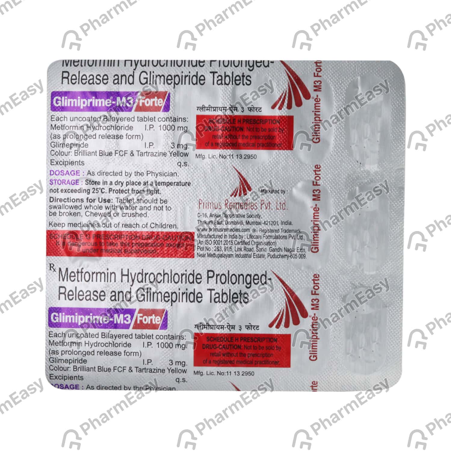 Glimiprime M 3mg Forte Strip Of 15 Tablets: Uses, Side Effects, Price ...