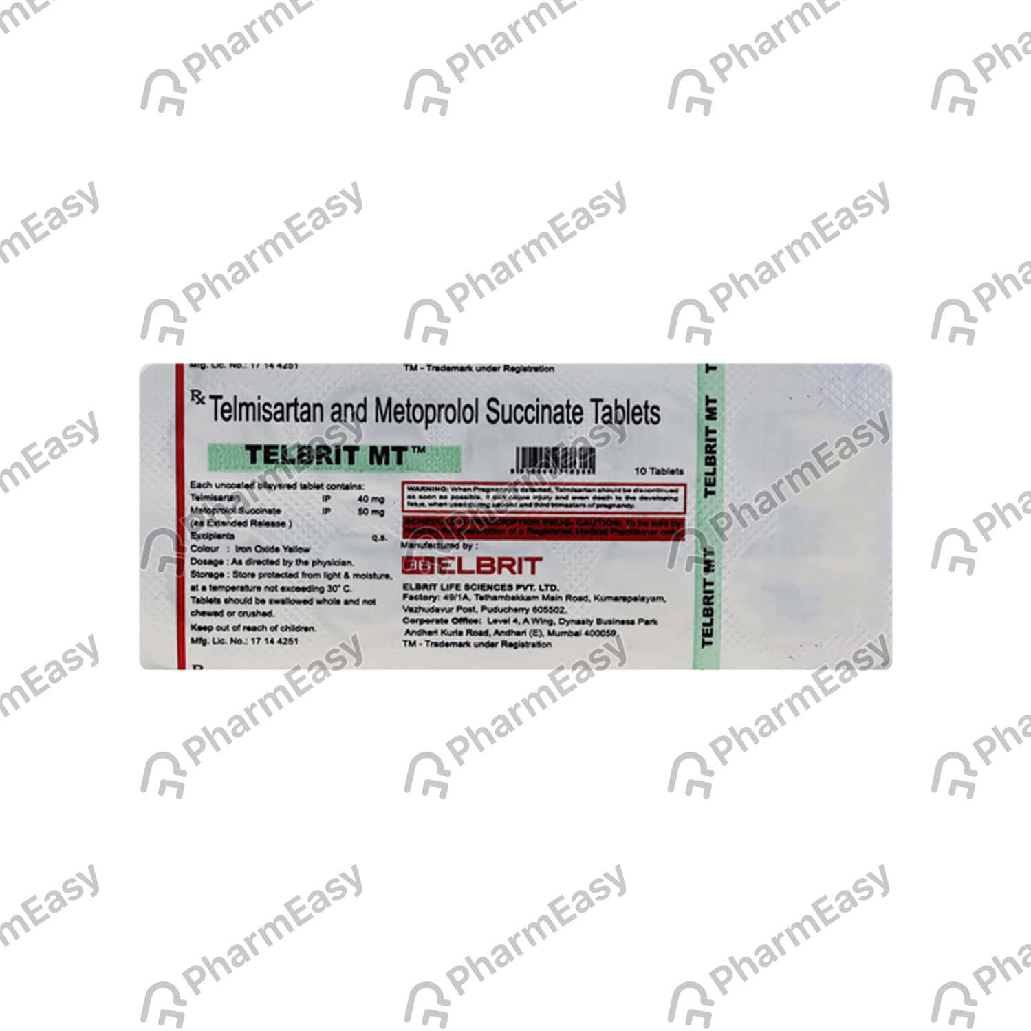 Telbrit Mt 50mg Strip Of 15 Tablets: Uses, Side Effects, Price & Dosage ...