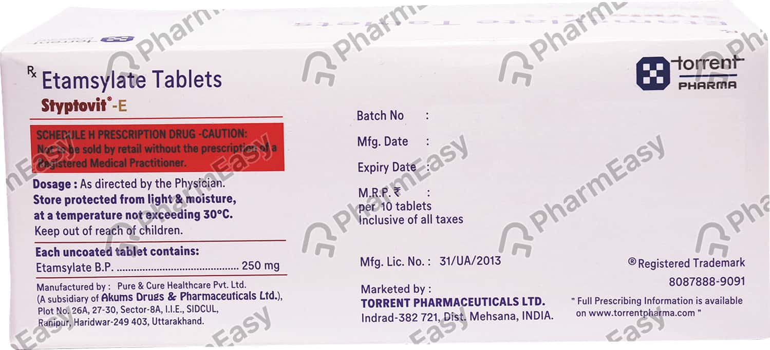 Buy Styptovit E 250 MG Tablet (10) Online at Flat 15% OFF | PharmEasy