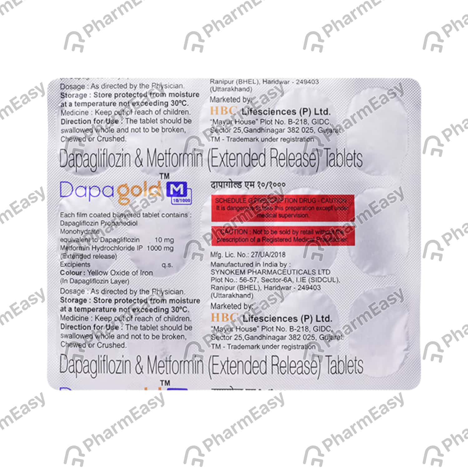 Dapagold M 10/1000mg Strip Of 10 Tablets: Uses, Side Effects, Price ...