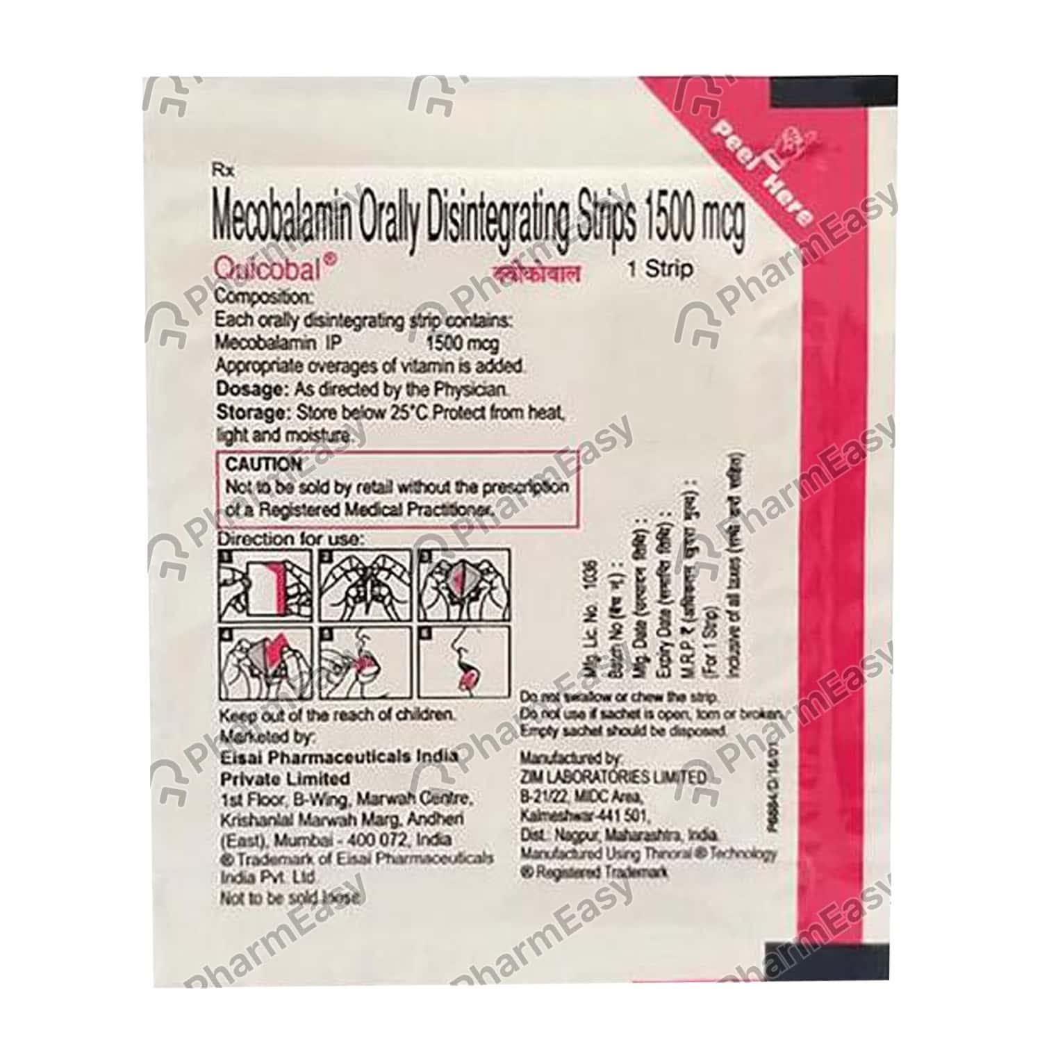 Buy Quicobal 1500 MCG Orally Disintegrating Strip (1) Online at Flat 18 ...