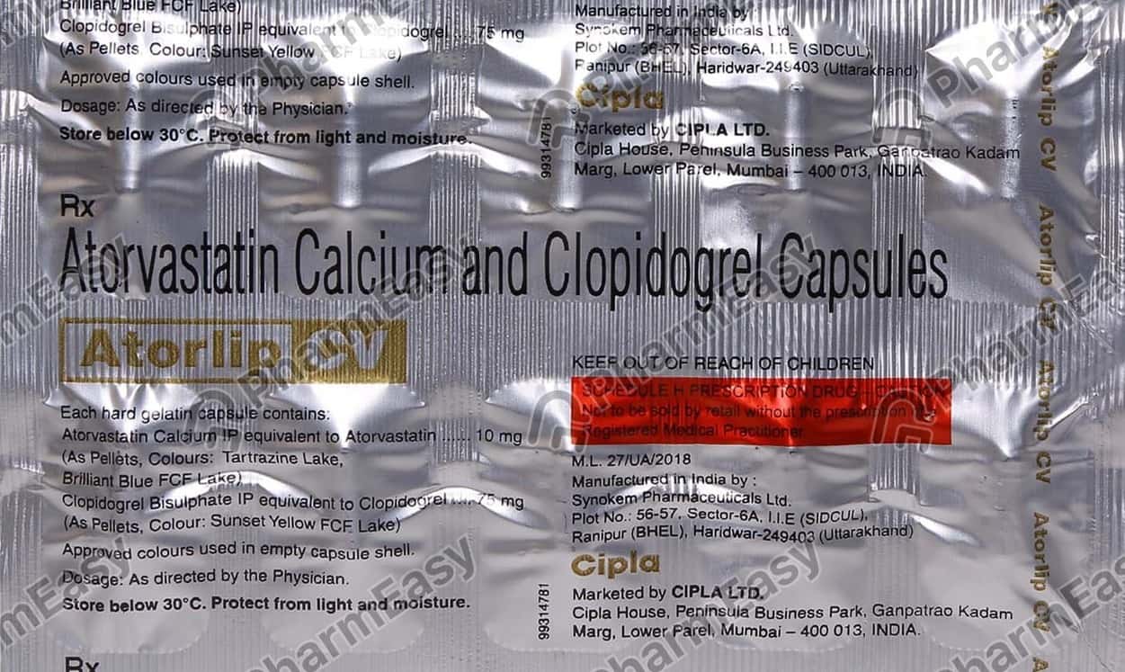 Atorlip Cv 20mg Capsule 10'S: Uses, Side Effects, Price, Dosage ...