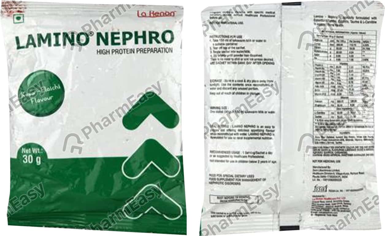 Buy LAMINO NEPHRO KESAR ELACHI FLAVOUR SACHET OF 30GM POWDER (PACK OF ...