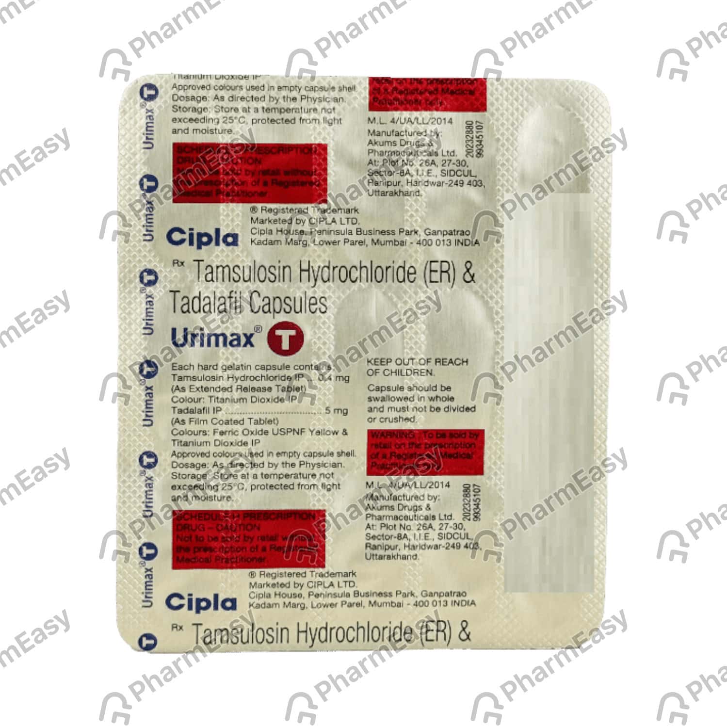 Urimax T Strip Of 15 Capsules: Uses, Side Effects, Price & Dosage ...