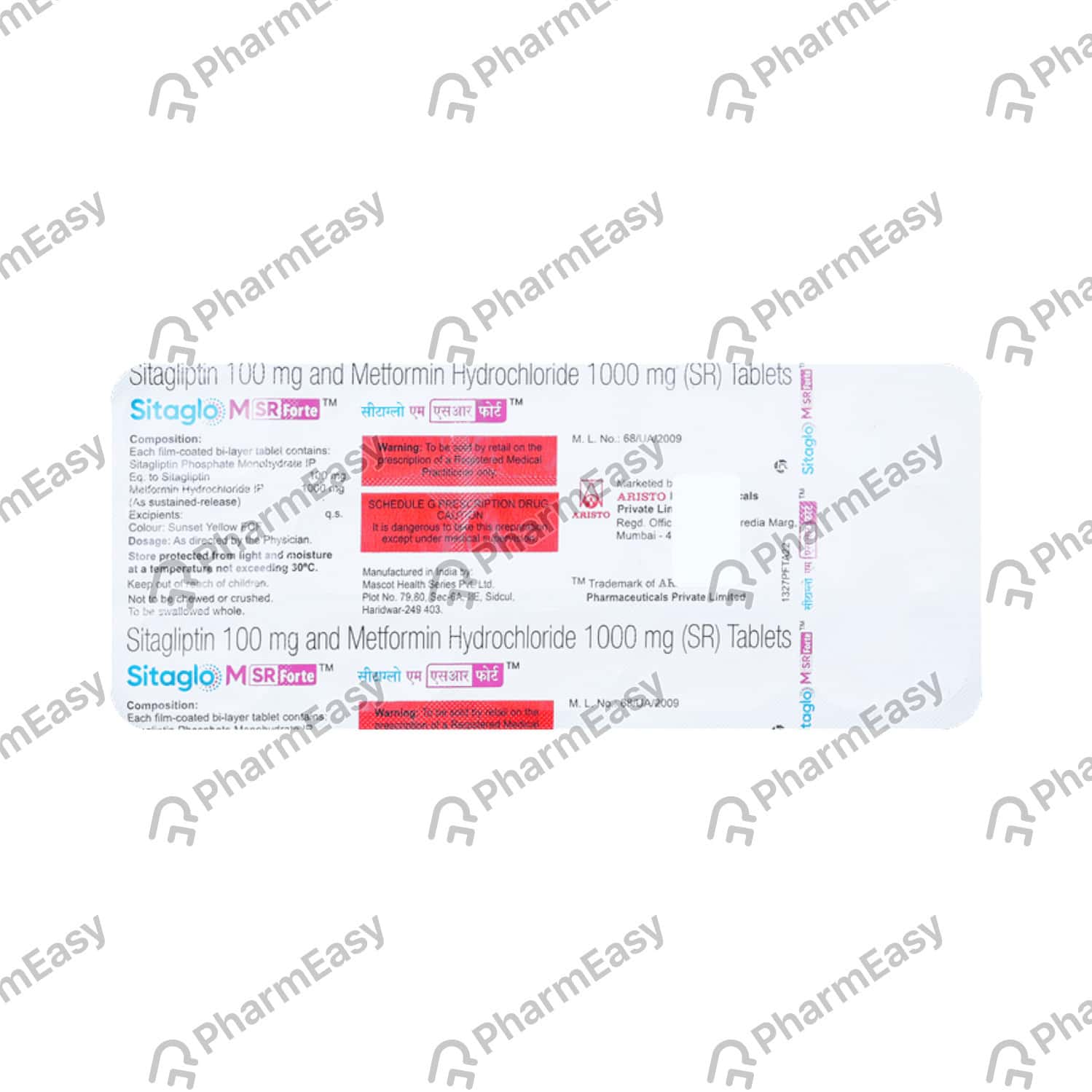 Sitaglo M Forte 100/1000mg Strip Of 15 Tablets: Uses, Side Effects ...