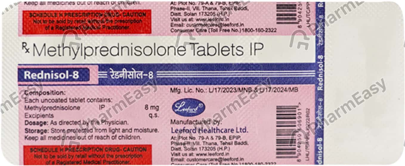 Rednisol 8 MG Tablet (10): Uses, Side Effects, Price & Dosage | PharmEasy