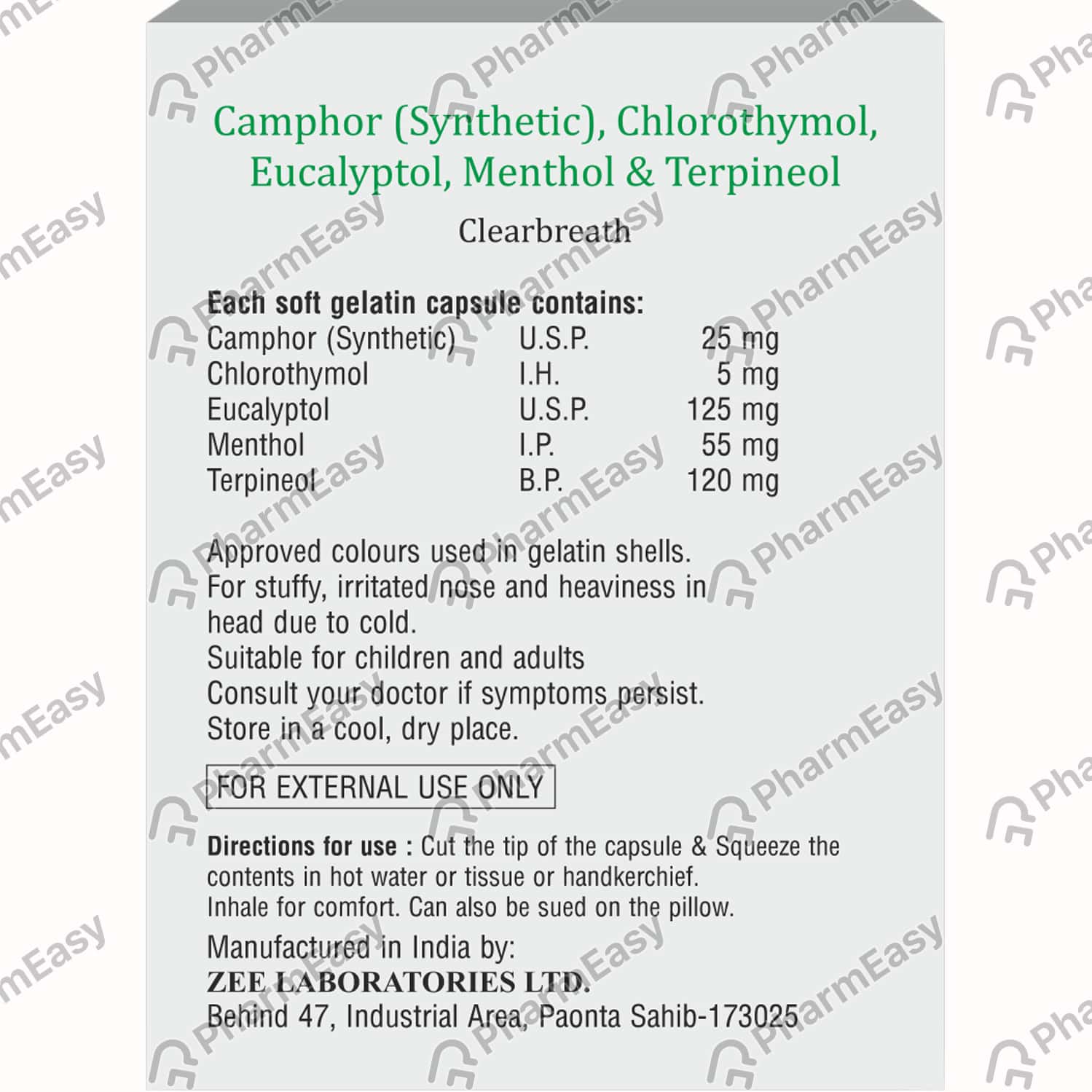 Buy Clearbreath Strip Of 10 Inhalation Capsules Online at Flat 15% OFF ...