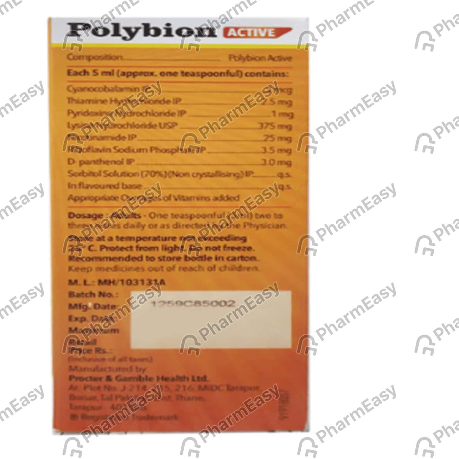 Buy POLYBION ACTIVE MANGO FLAVOUR SUGAR FREE BOTTLE OF 250ML SYRUP ...
