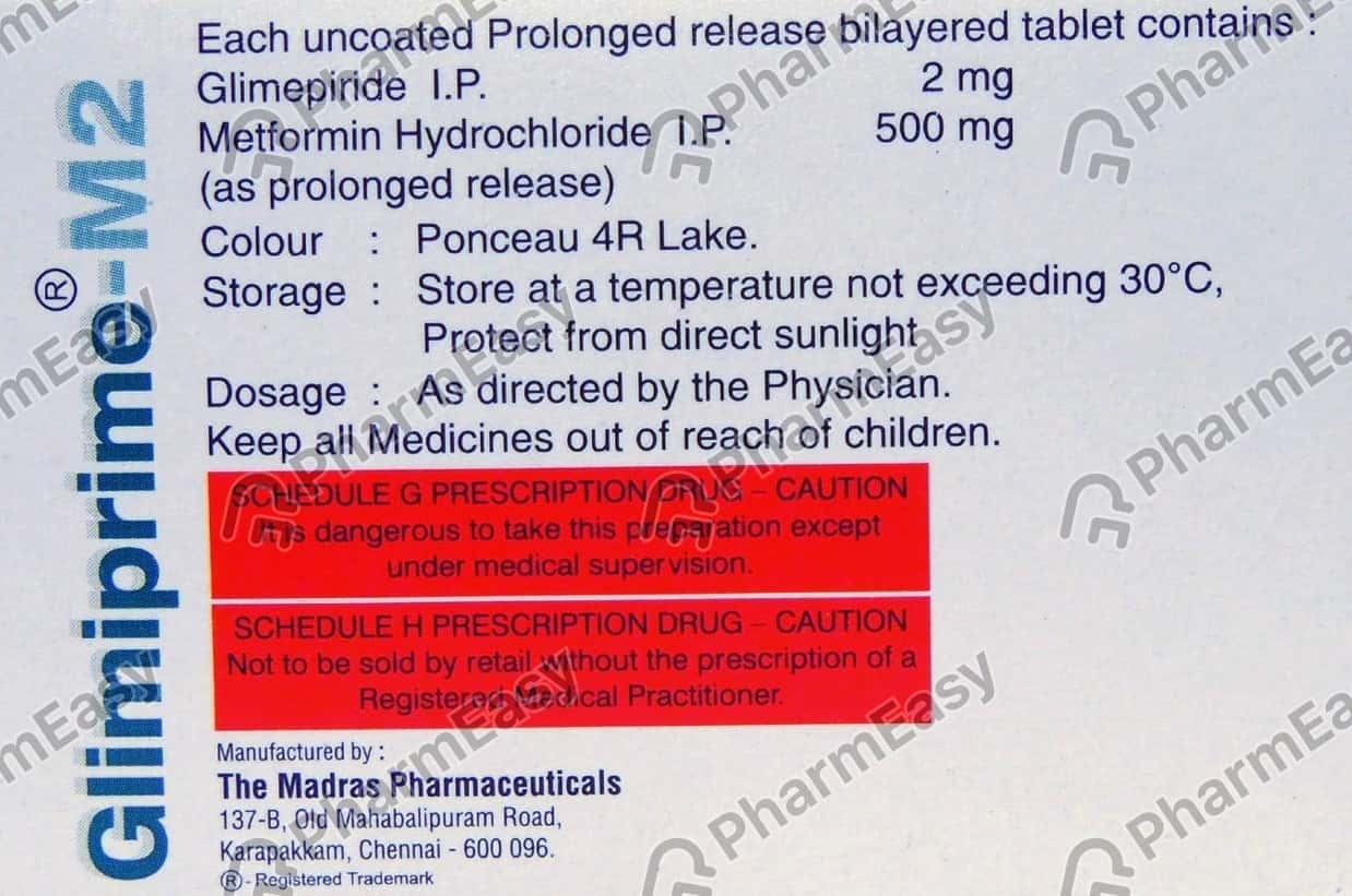 Glimiprime M 2mg Strip Of 15 Tablets: Uses, Side Effects, Price ...