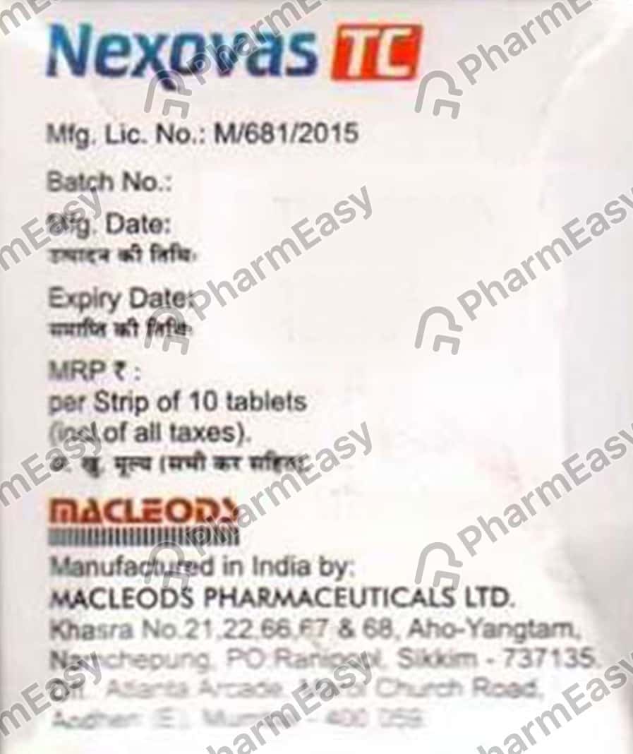 Nexovas Tc Strip Of 10 Tablets: Uses, Side Effects, Price & Dosage ...