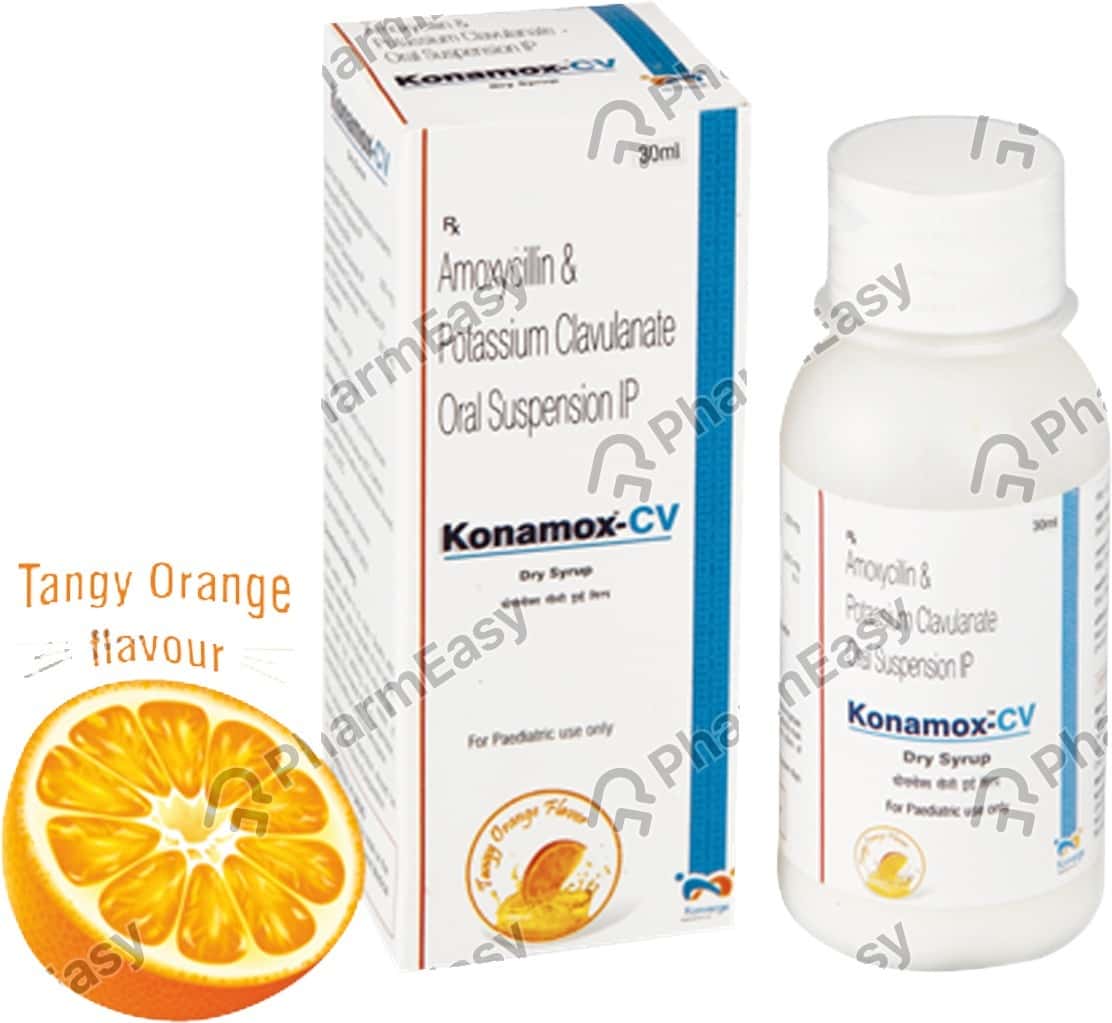 Konamox Cv Tangy Orange Flavour Dry Syrup 30ml: Uses, Side Effects ...