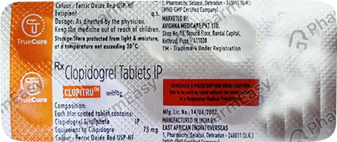 Clopitru 75 MG Tablet (10): Uses, Side Effects, Price & Dosage | PharmEasy