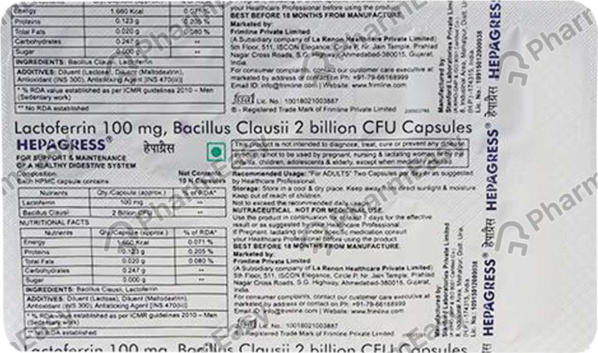 Buy Hepagress Strip Of 10 Capsules Online at Flat 15% OFF | PharmEasy