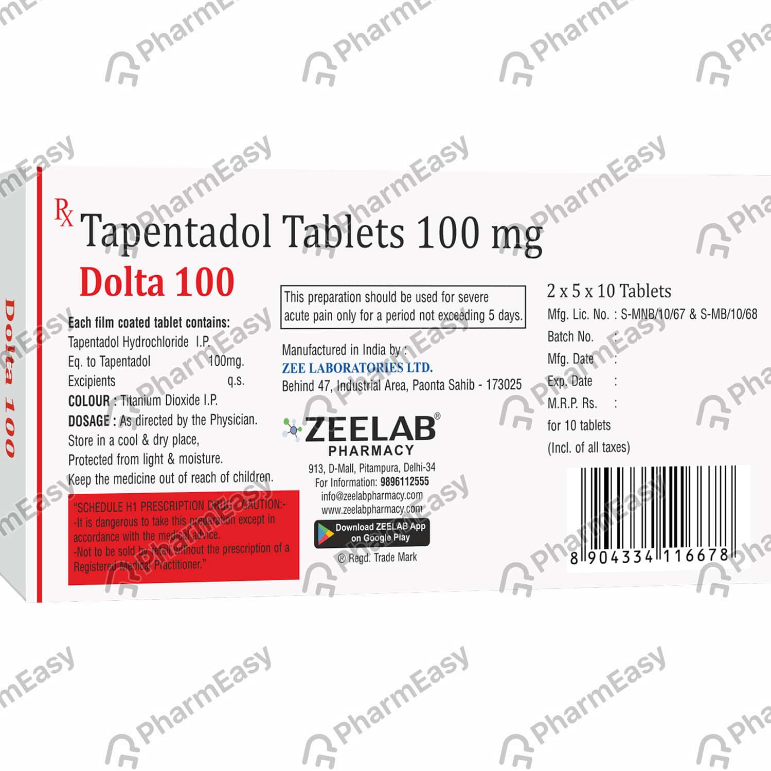 Buy Dolta 100 MG Tablet (10) Online at Flat 15% OFF | PharmEasy