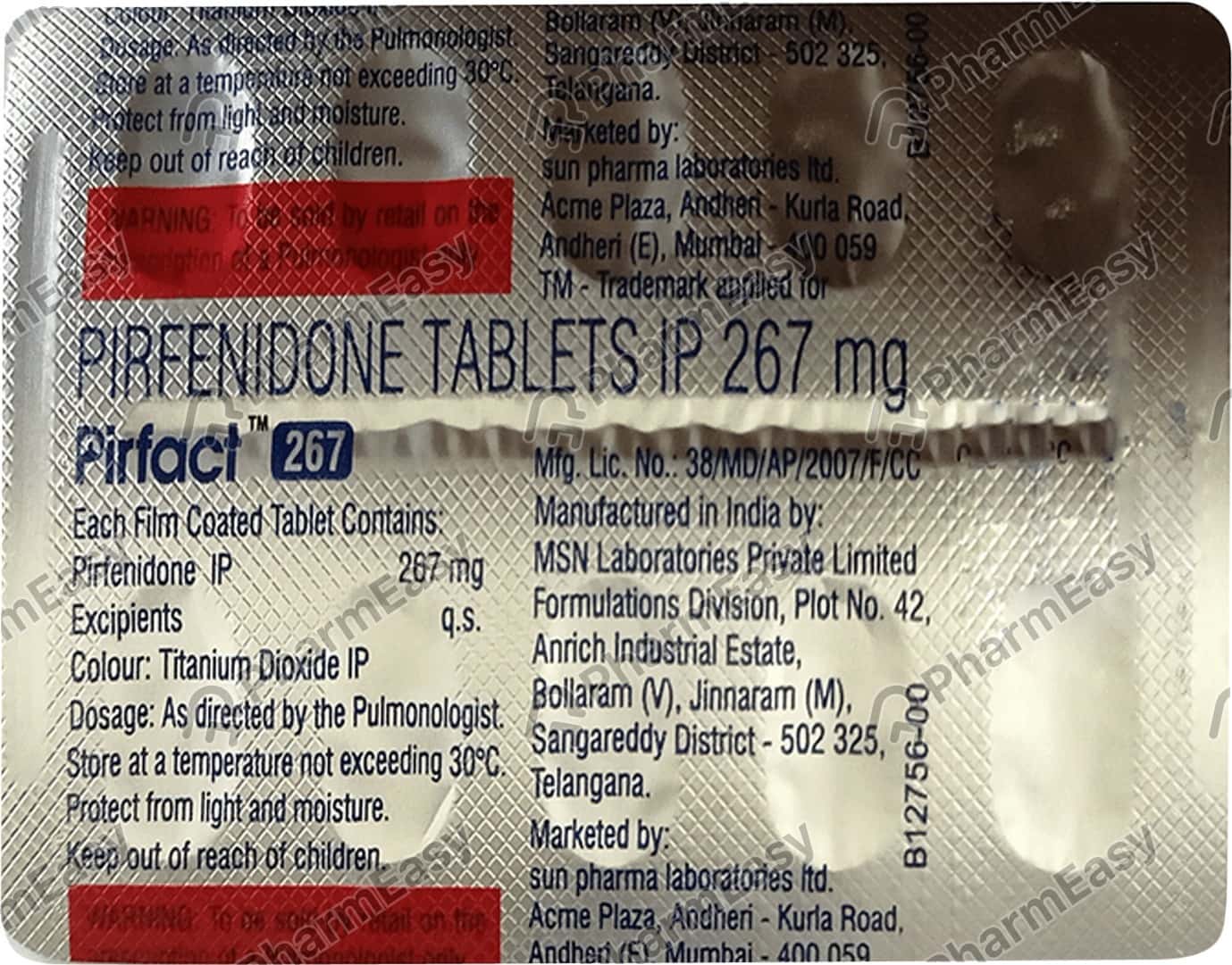 Pirfact 267 MG Tablet (10): Uses, Side Effects, Price & Dosage | PharmEasy