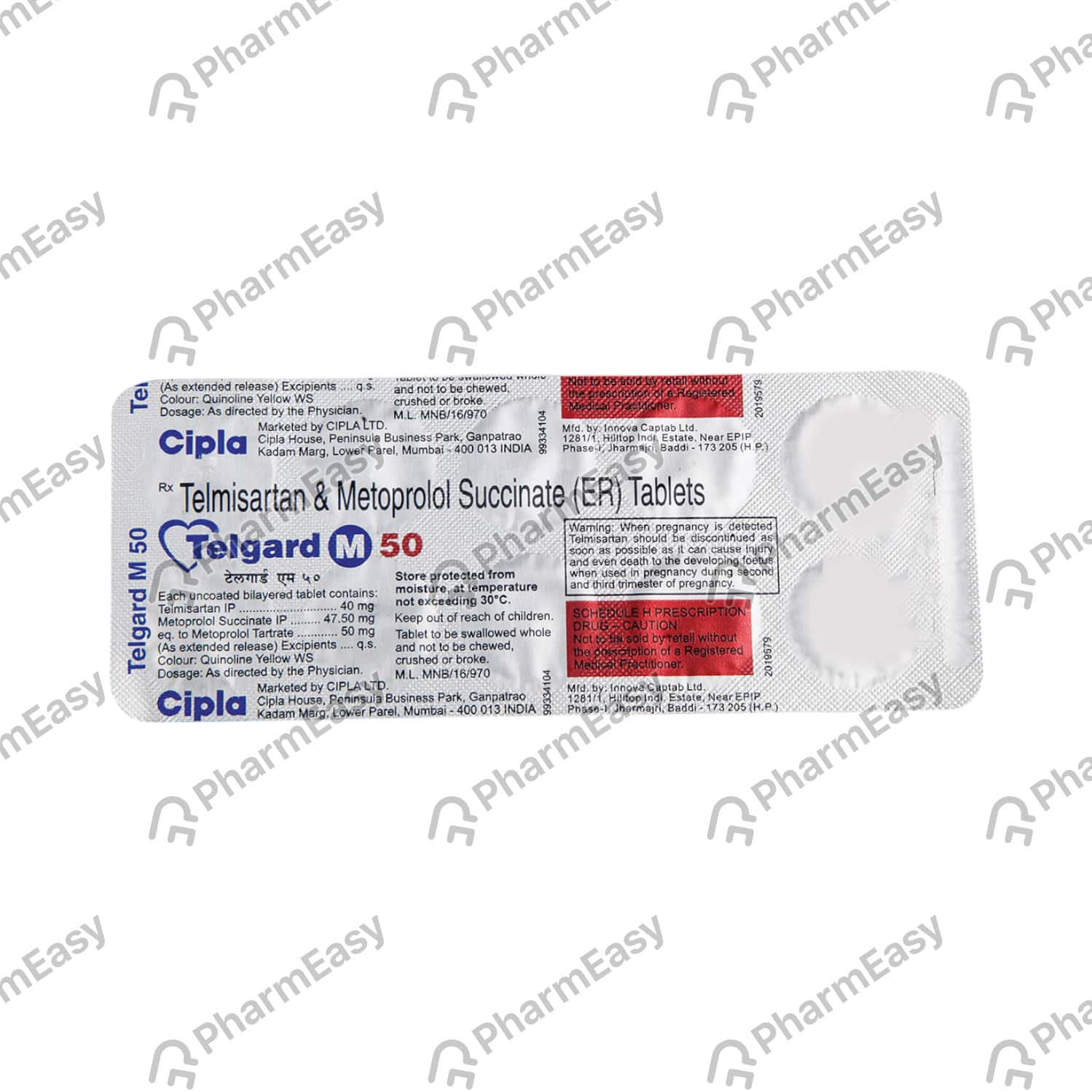 Telgard M 50/40mg Strip Of 10 Tablets: Uses, Side Effects, Price & Dosage | PharmEasy