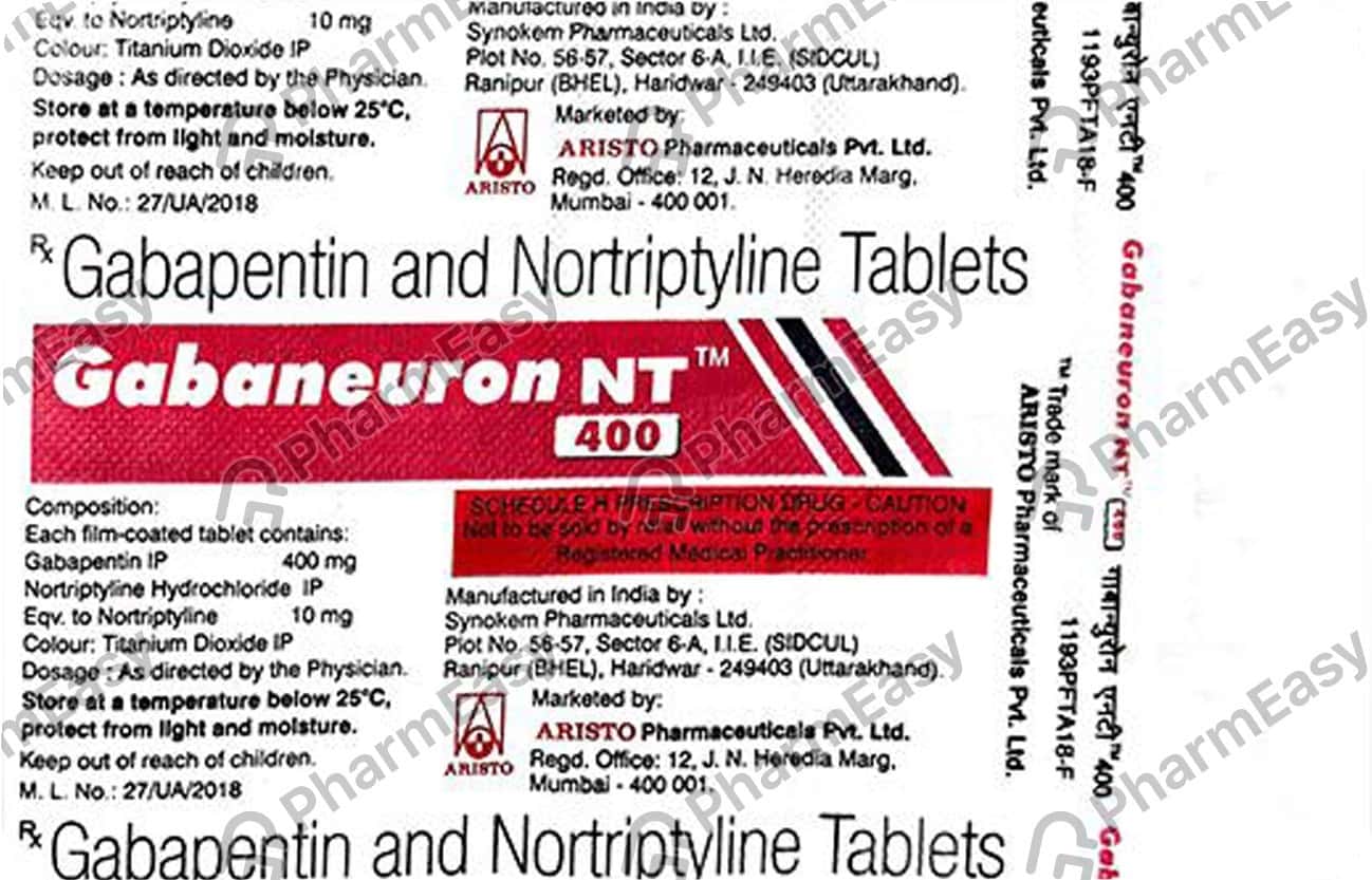 Gabaneuron Nt 400/10mg Strip Of 10 Tablets: Uses, Side Effects, Price ...