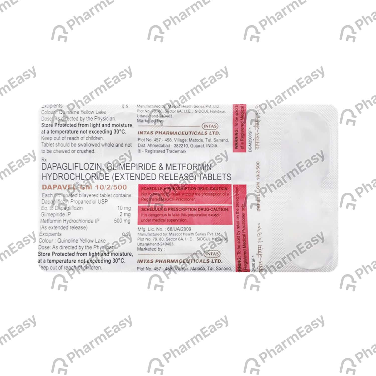 Dapavel Gm 10/2/500mg Strip Of 10 Tablets: Uses, Side Effects, Price ...