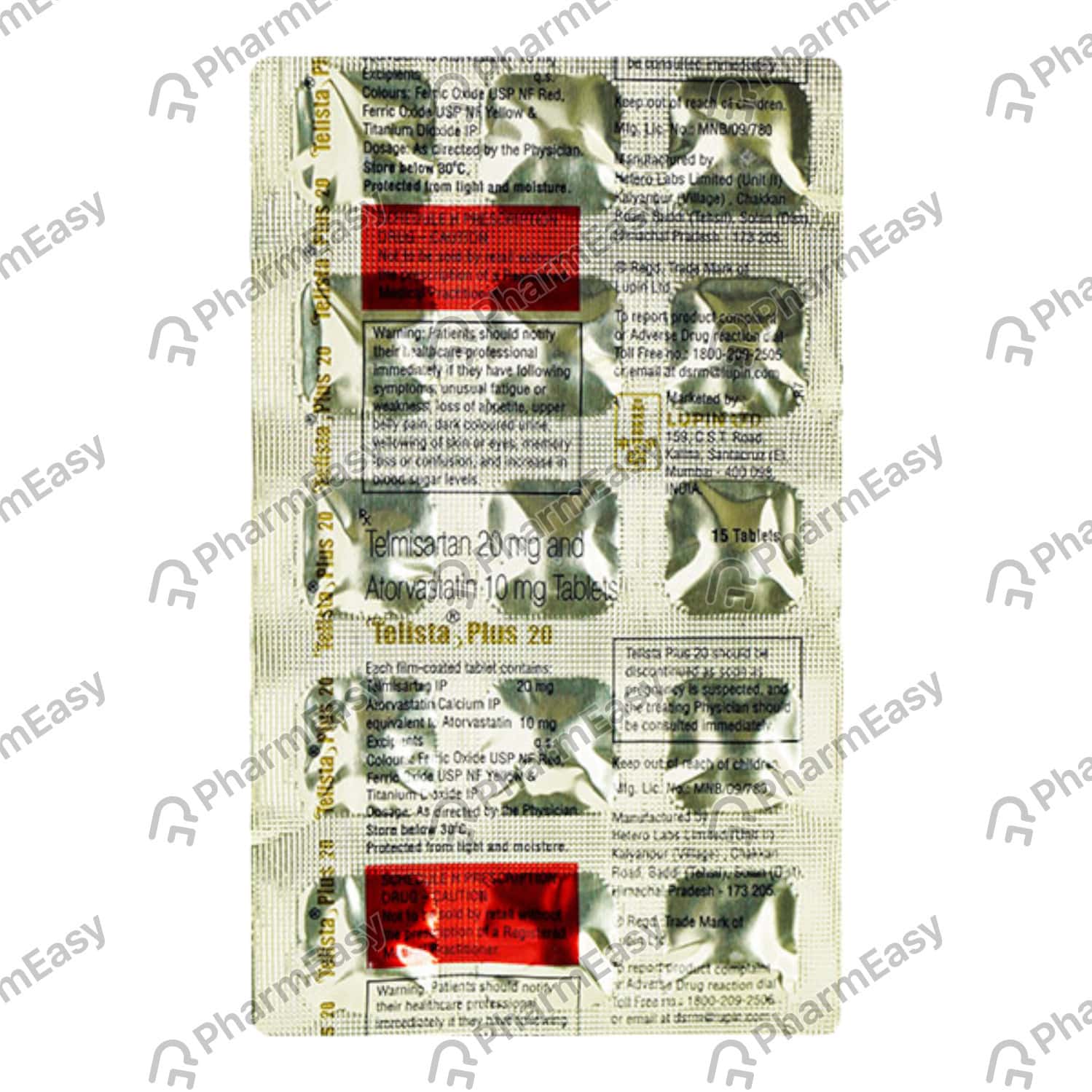 Telista Plus 20mg Strip Of 15 Tablets: Uses, Side Effects, Price ...