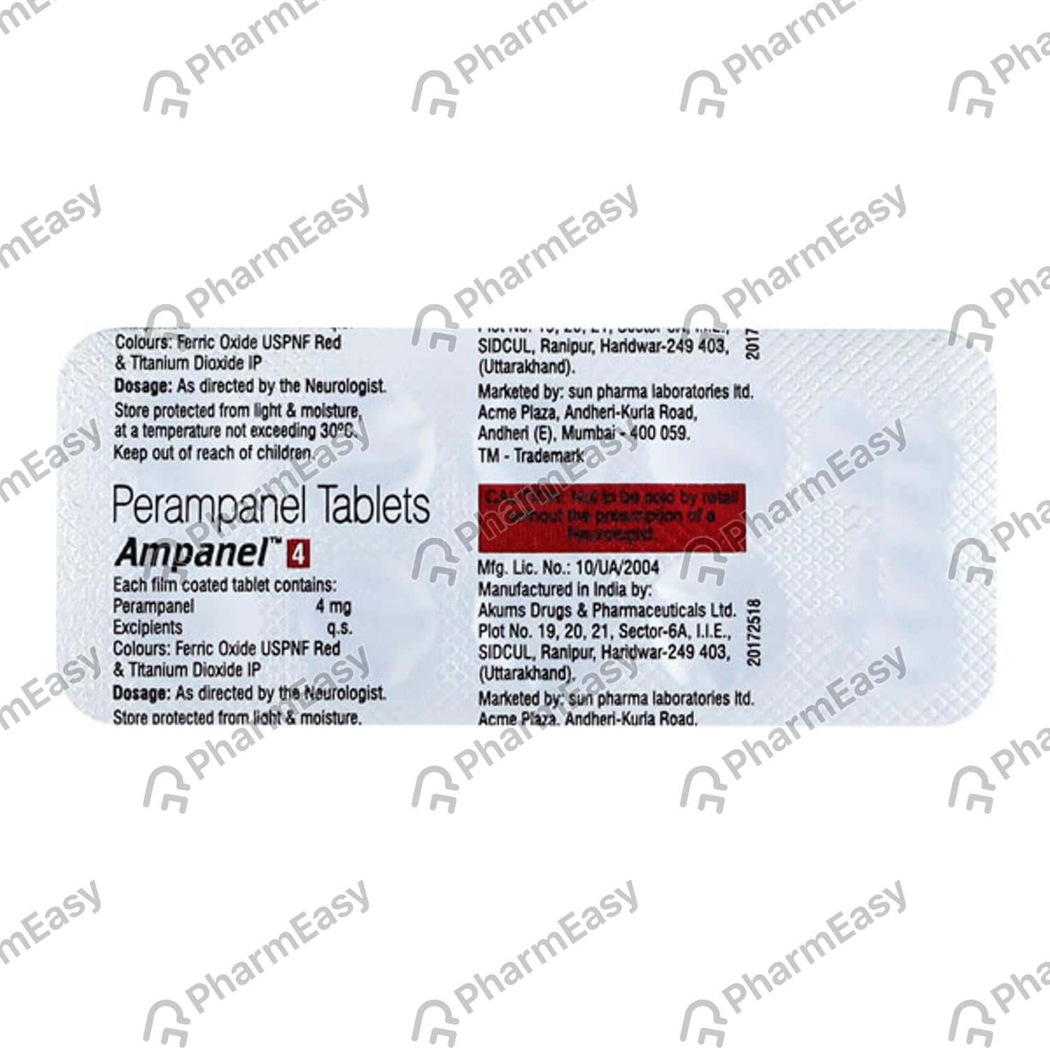 Buy Ampanel 4 MG Tablet (10) Online at Flat 15% OFF | PharmEasy