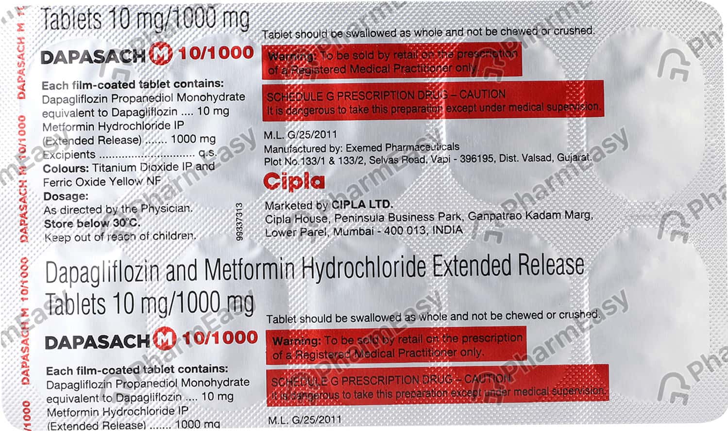 Buy Dapasach M 10/1000mg Strip Of 10 Tablets Online at Flat 15% OFF ...