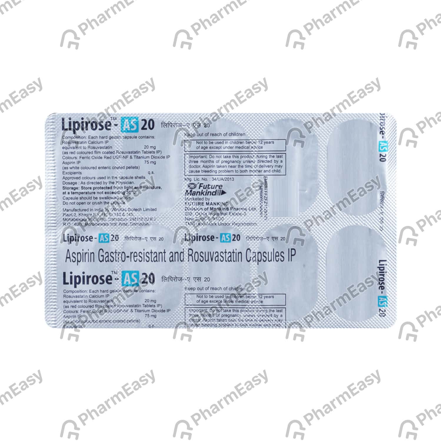Lipirose As 20mg Strip Of 10 Capsules: Uses, Side Effects, Price ...