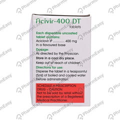 Buy Acivir Dt 400 MG Tablet (10) Online at Flat 15% OFF | PharmEasy