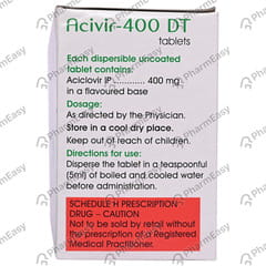 Acivir Dt 400 MG Tablet (10): Uses, Side Effects, Price & Dosage ...