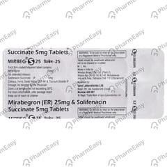 Mirbeg S 25mg Strip Of 10 Tablets: Uses, Side Effects, Price & Dosage | PharmEasy