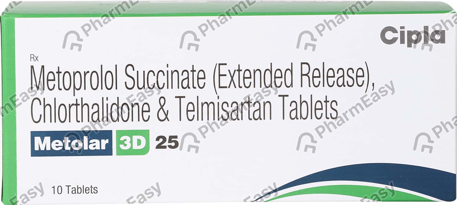 Metolar 3d 25mg Strip Of 10 Tablets: Uses, Side Effects, Price & Dosage ...
