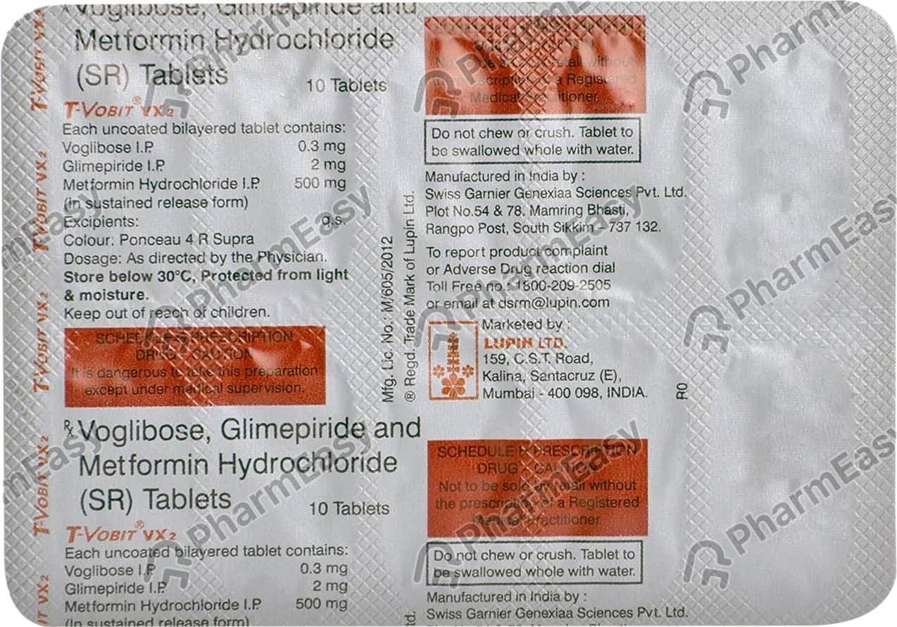 T Vobit Vx2 Strip Of 10 Tablets: Uses, Side Effects, Price & Dosage ...