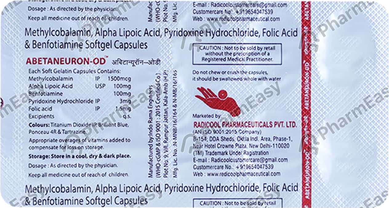 Buy Abetaneuron Od Strip Of 10 Capsules Online at Flat 15% OFF | PharmEasy