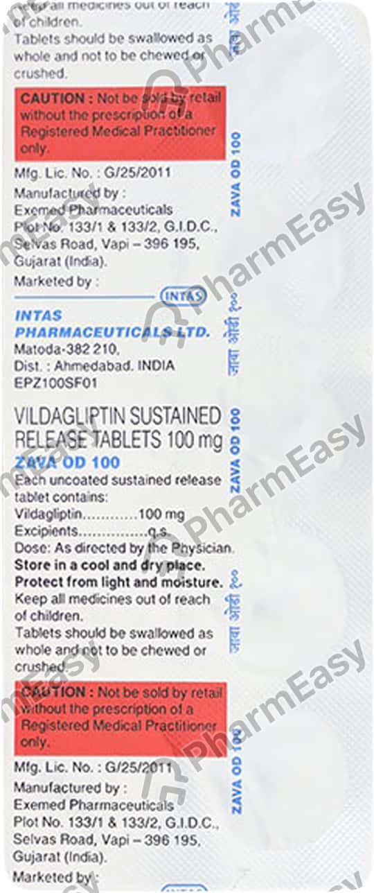 Zava Od 100 MG Tablet (10): Uses, Side Effects, Price & Dosage | PharmEasy