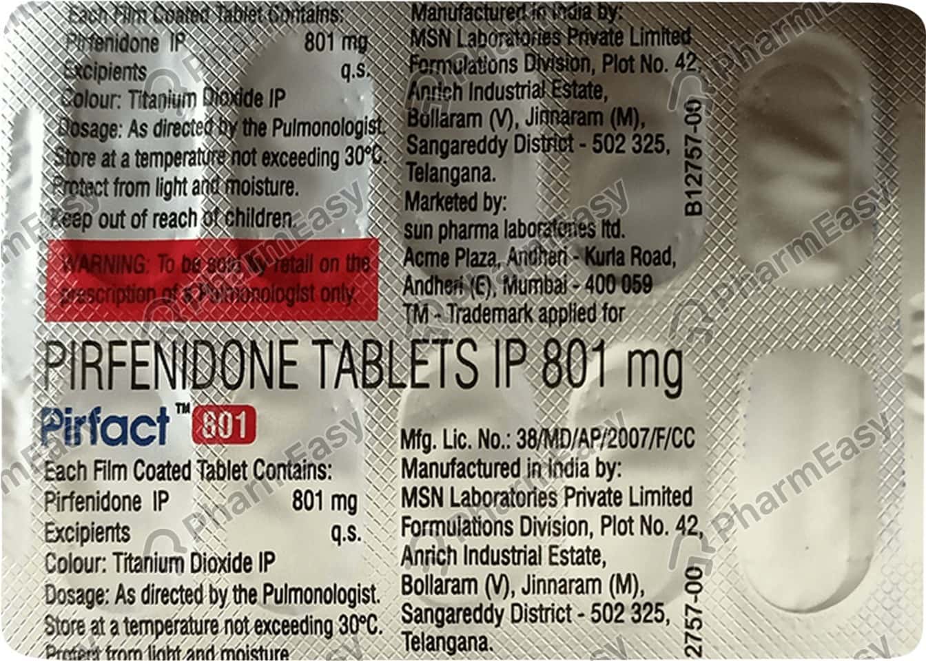 Pirfact 801 MG Tablet (10): Uses, Side Effects, Price & Dosage | PharmEasy