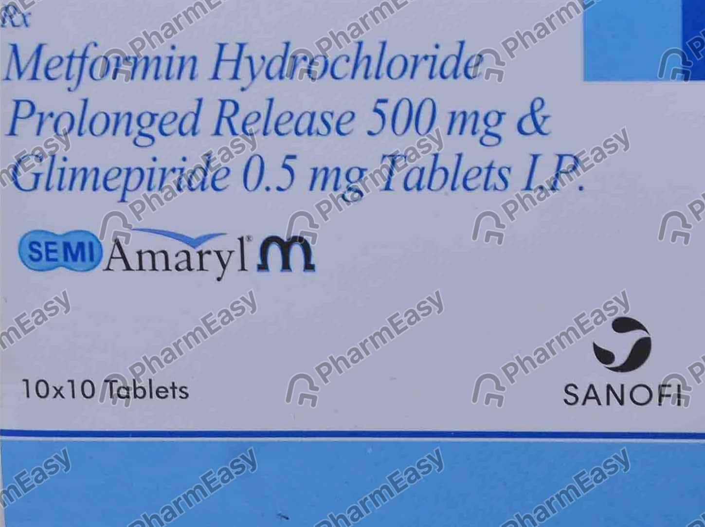 Semi Amaryl M Strip Of 10 Tablets: Uses, Side Effects, Price & Dosage ...