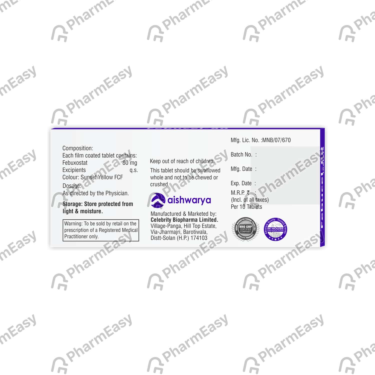 Buy Febucel 80 MG Tablet (10) Online at Flat 15% OFF | PharmEasy