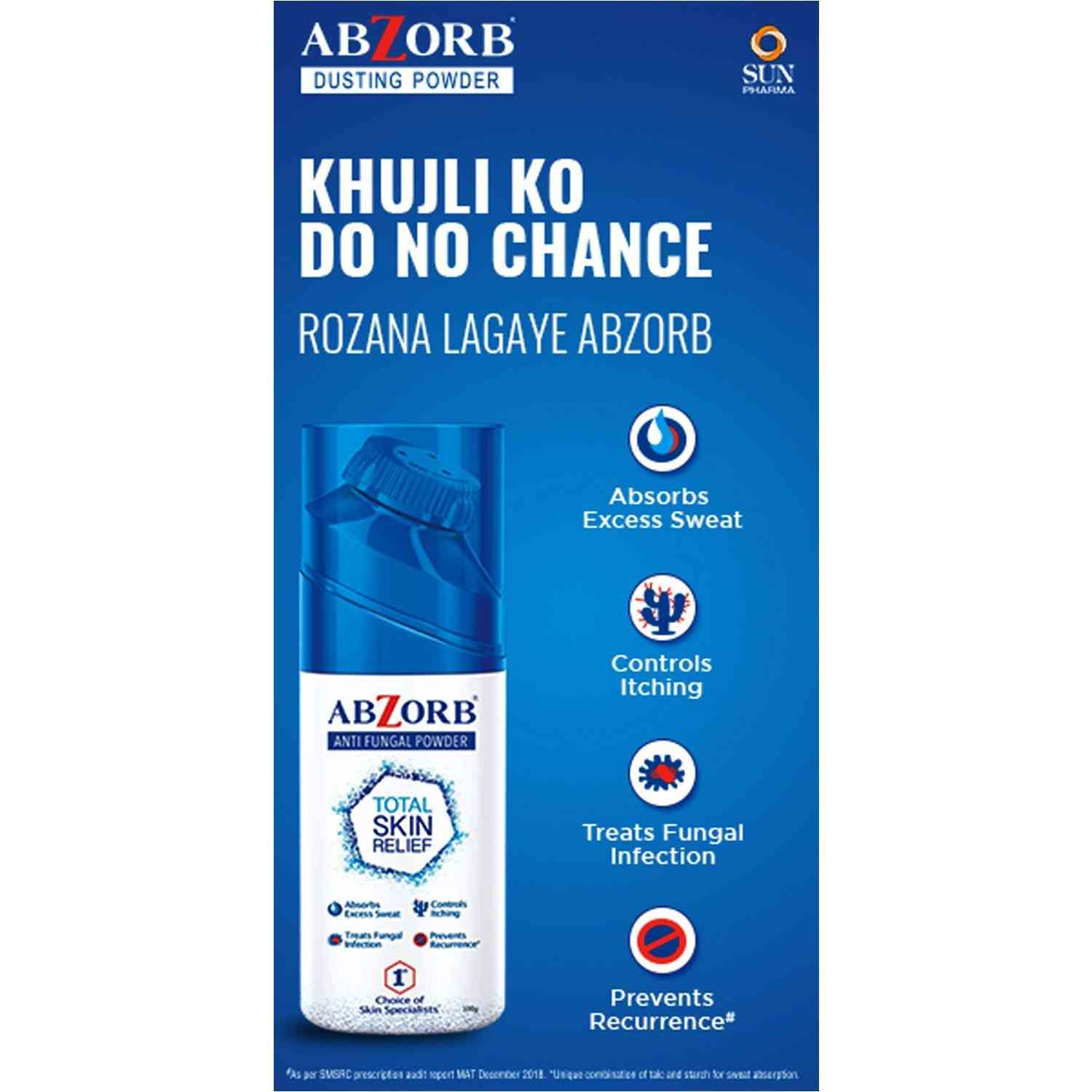 Buy ABZORB ANTI FUNGAL POWDER BOTTLE OF 100 G Online & Get Upto 60% OFF ...
