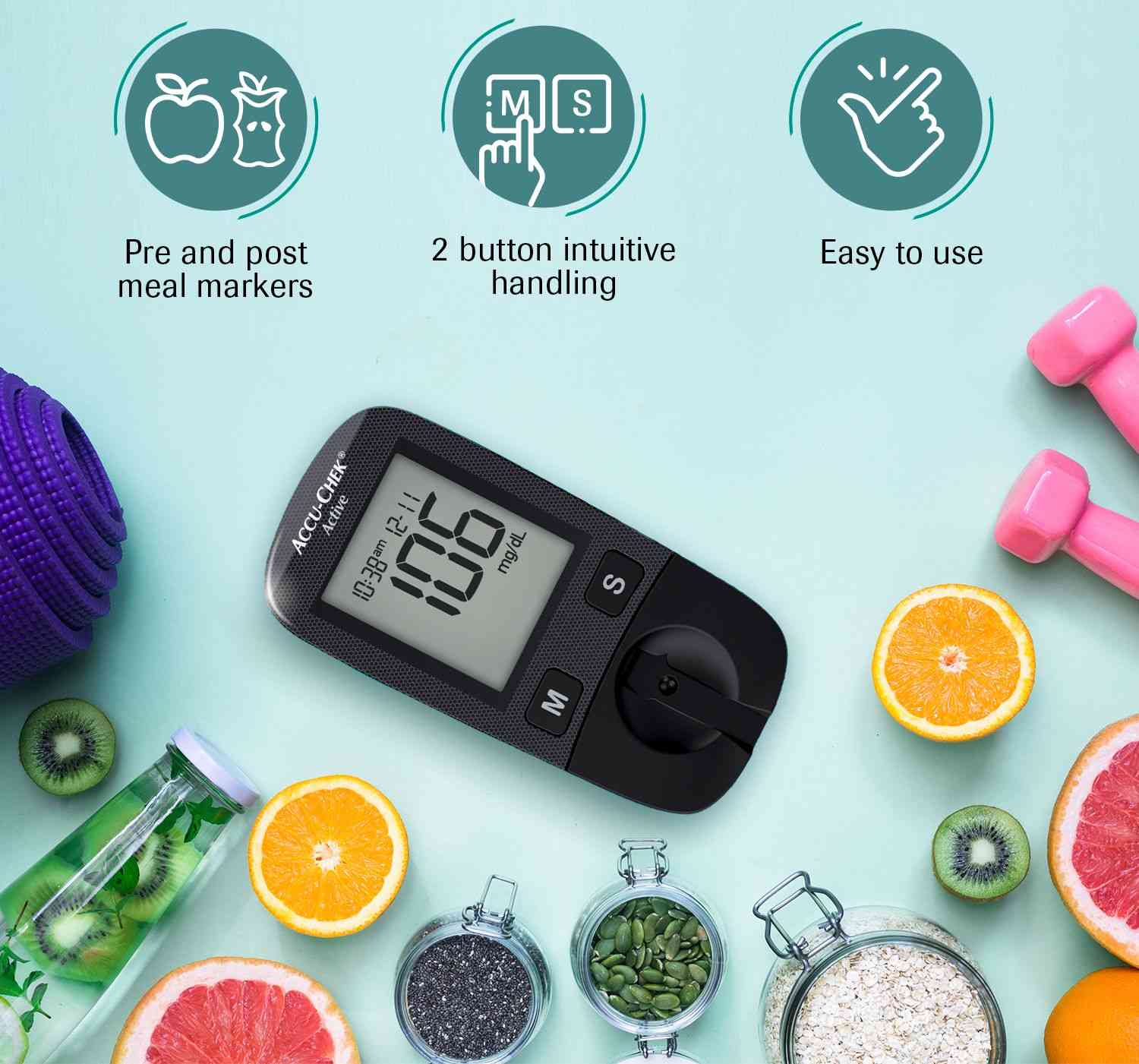 Buy Accu-Chek Active Blood Glucometer With Free 10 Strips Online at ...