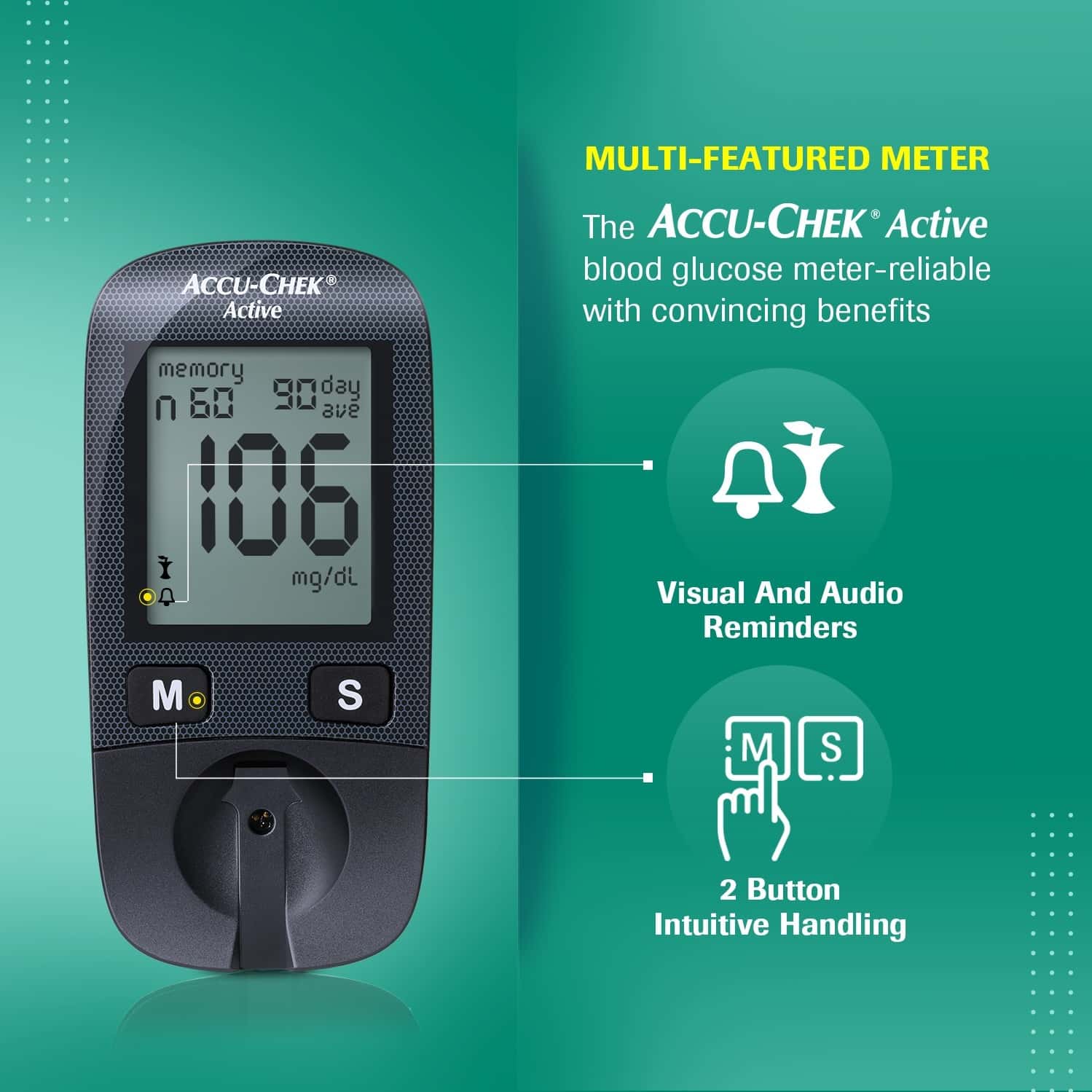 Buy ACCU-CHEK ACTIVE GLUCOMETER KIT (WITH FREE 10 STRIPS) Online & Get ...