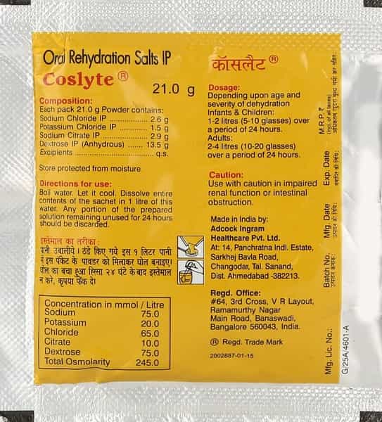 Buy COSLYTE POWDER BIG ORANGE FLAVOUR SACHET OF 21GM ORAL POWDER Online ...