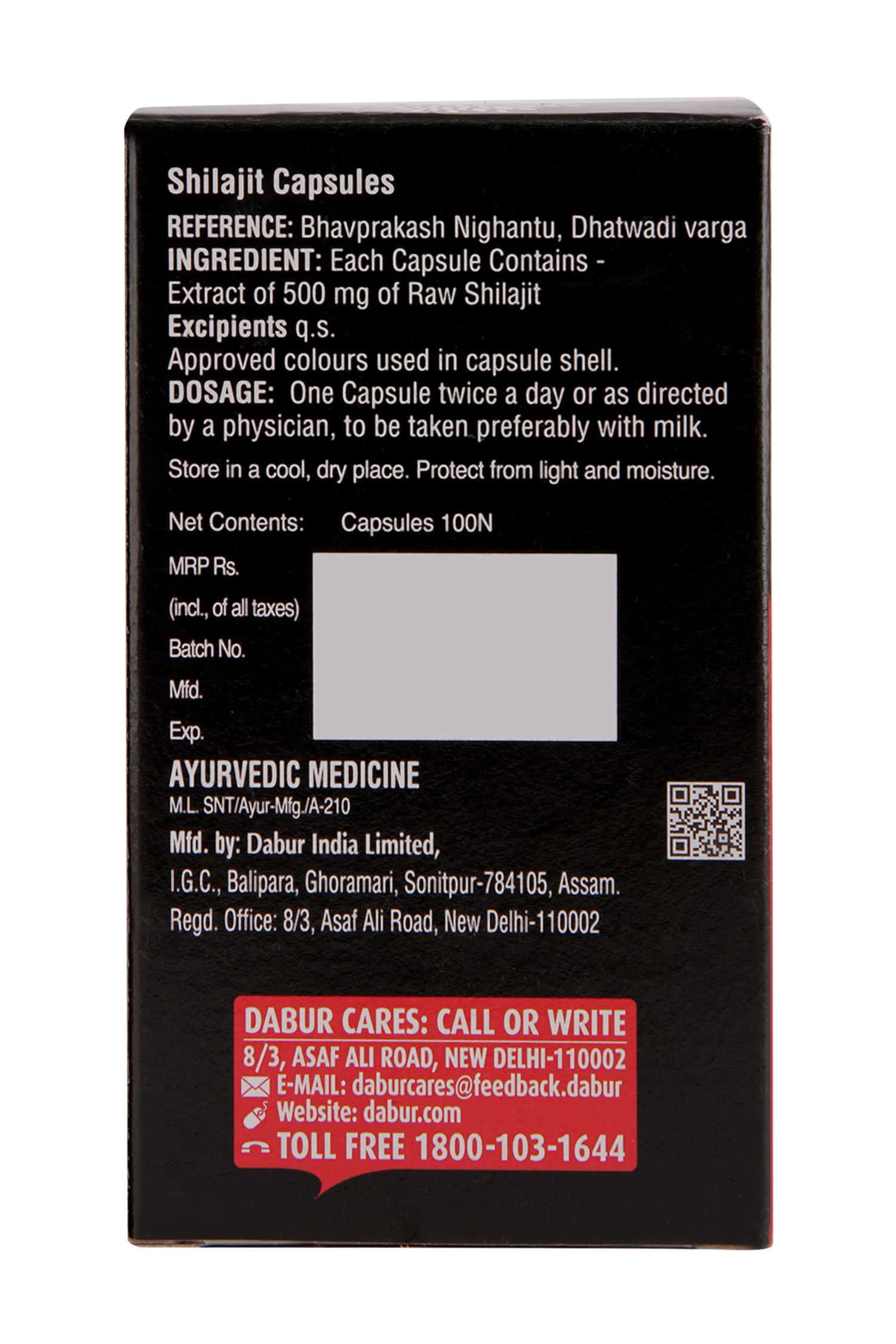 Buy Dabur Shilajit Vitality Capsules Strip Of 100 Online at Flat 18% ...