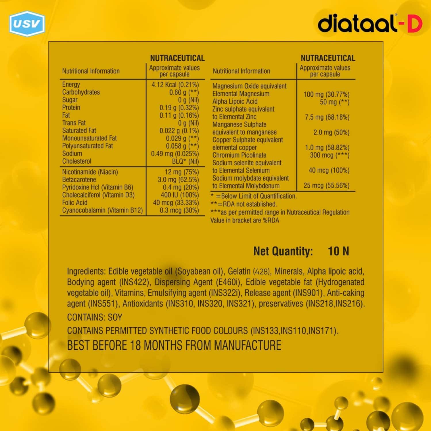 Buy DIATAAL-D MULTIVITAMIN WITH VITAMIN D FOR HEART HEALTH & STRONG ...