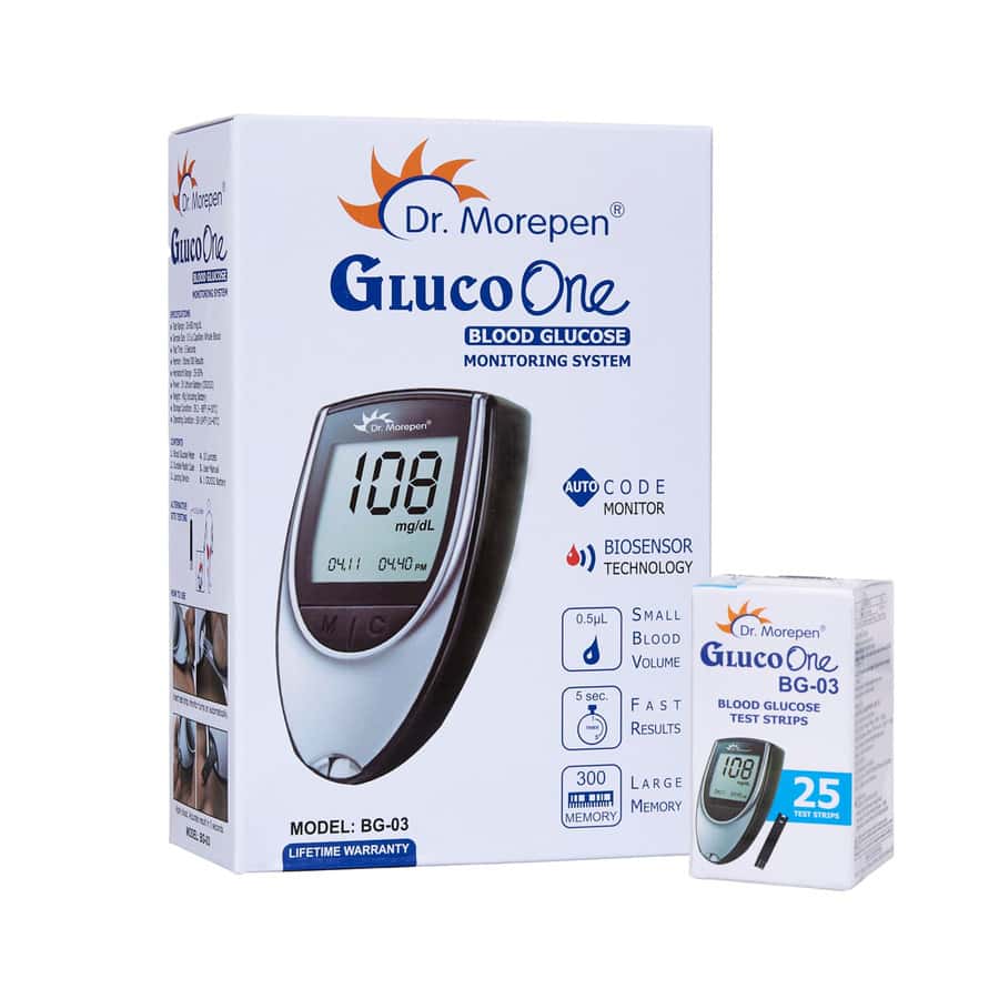 Buy DR. MOREPEN GLUCO ONE BG 03 GLUCOMETER TEST STRIPS BOX OF 50 Online ...