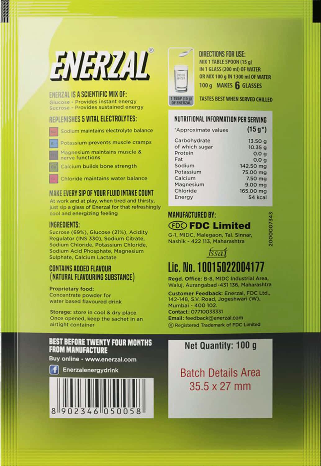 Buy ENERZAL LIME FLAVOUR SACHET OF 100GM POWDER Online & Get Upto 60% ...