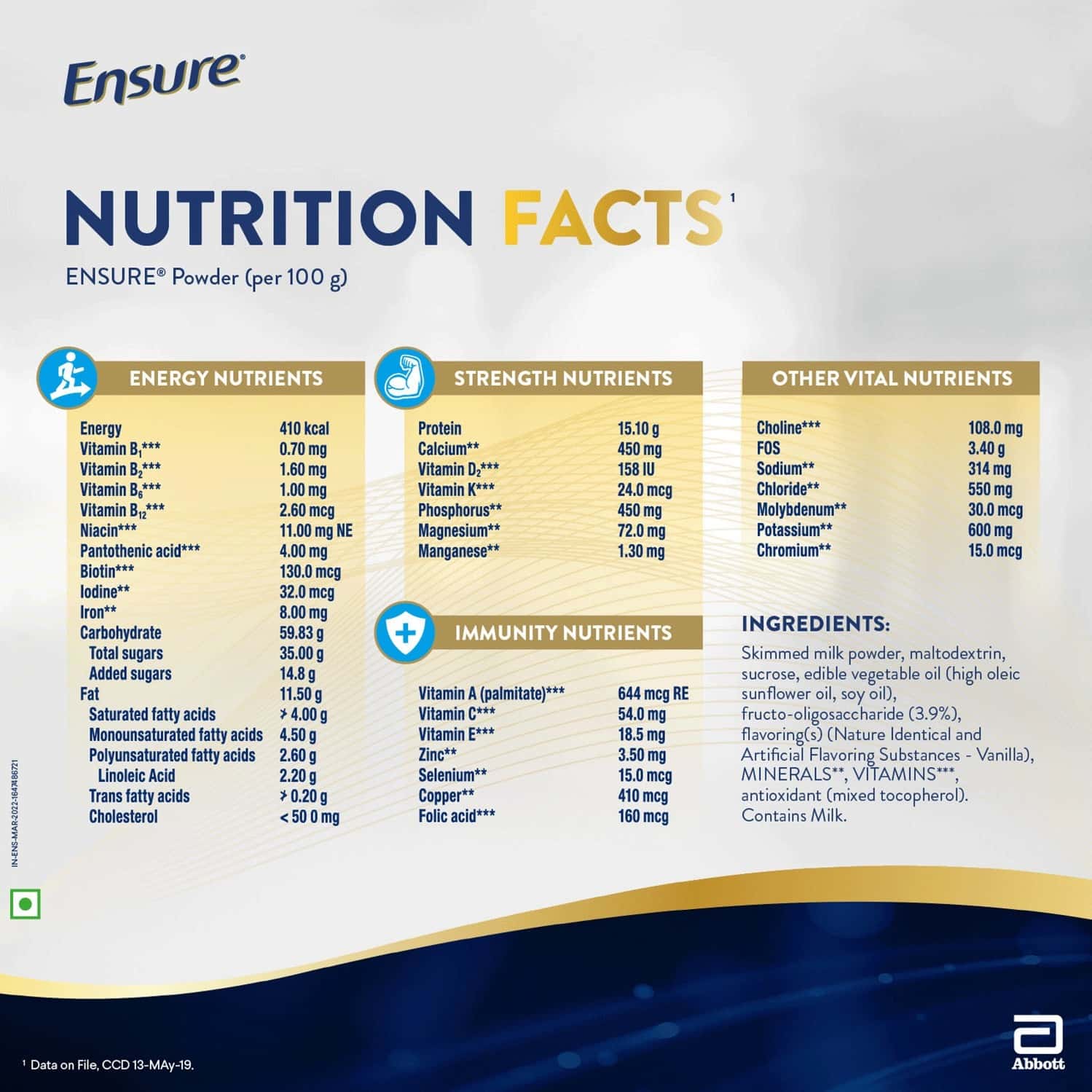Buy ENSURE VANILLA NUTRITION DRINK REFILL OF 400 G Online & Get Upto 60 ...