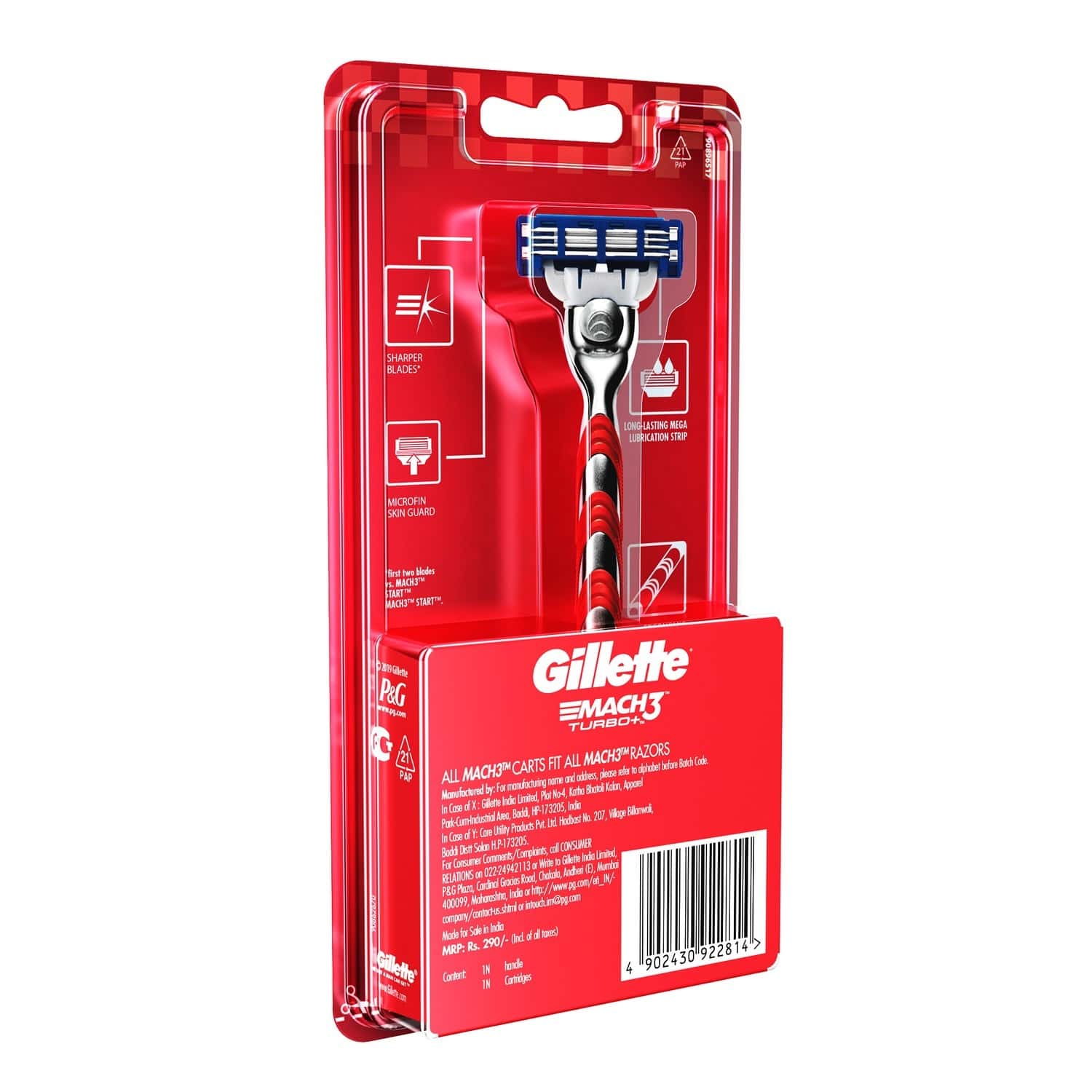Buy Gillette Mach 3 Turbo Manual Shaving Razor Online at Flat 18% OFF ...